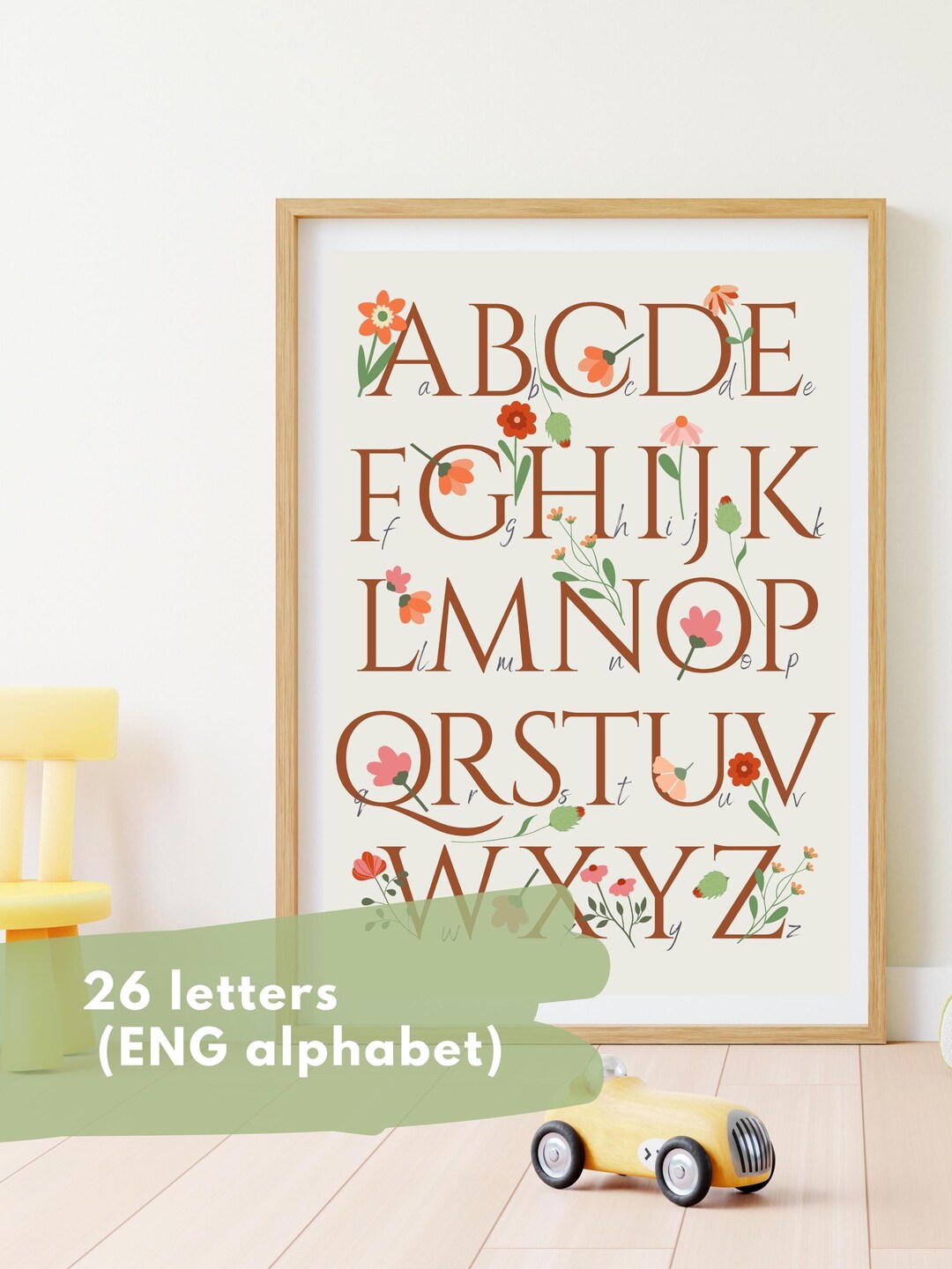 Flowery Alphabet and Numbers Posters Set. Educational Nursery Wall Art ...