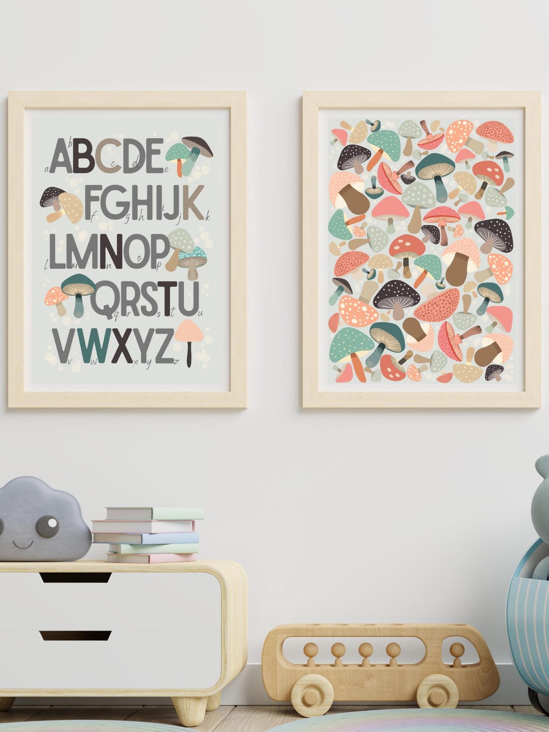 Educational Mushroom Motifs Poster Set for Kids. Digital Download ABC ...