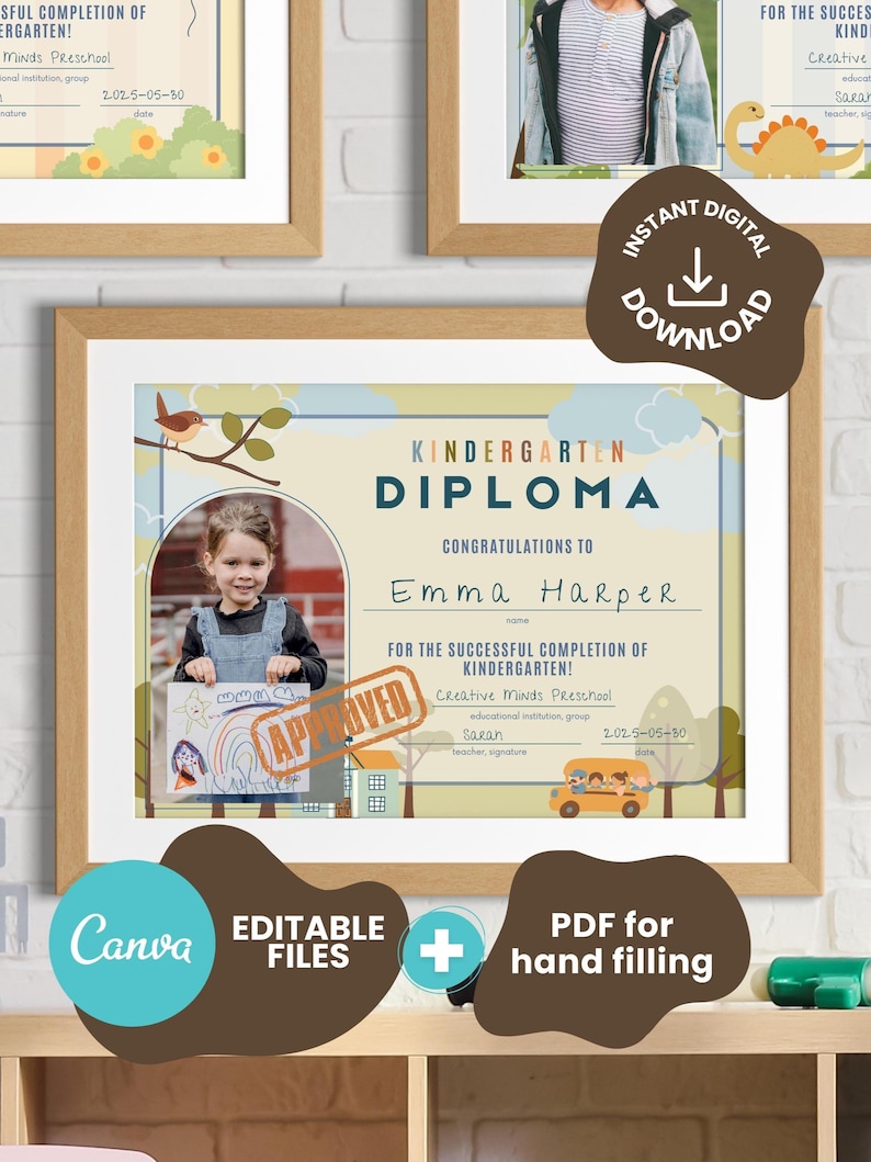 Editable Kindergarten Diploma Templates. Preschool Graduation ...