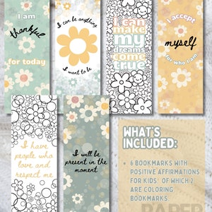 Bookmarks Positive Affirmations for Kids. Flowers Bookmarks for ...