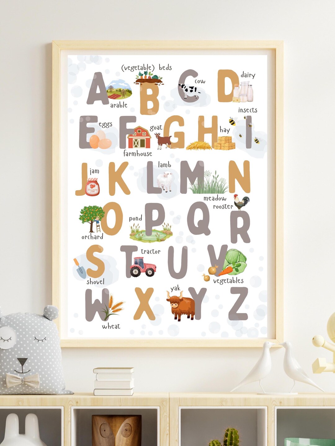 Educational Posters in Farm Theme. Alphabet and Numbers Printable ...