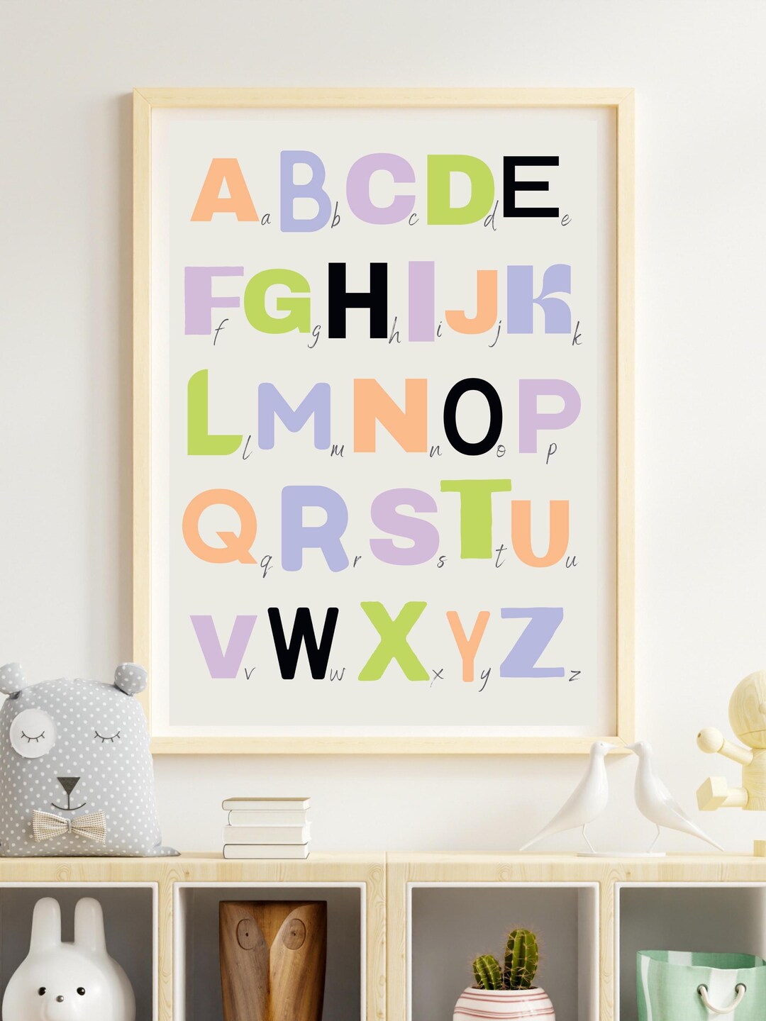 Alphabet & Numbers Poster Set: Colorful Nursery Wall Art (digital ...
