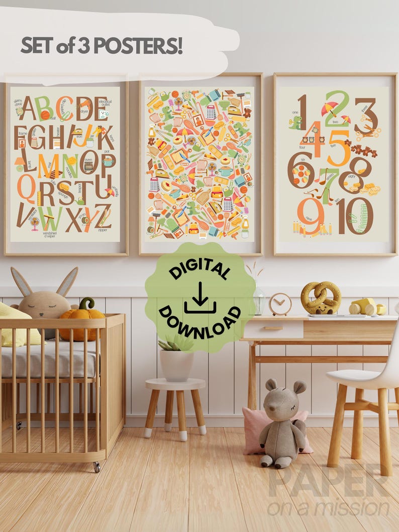 Educational ABC and Numbers Posters for Kids. I Spy Game Print in ...
