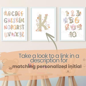 Educational ABC and Numbers Posters. Flower Theme Nursery Wall Art ...