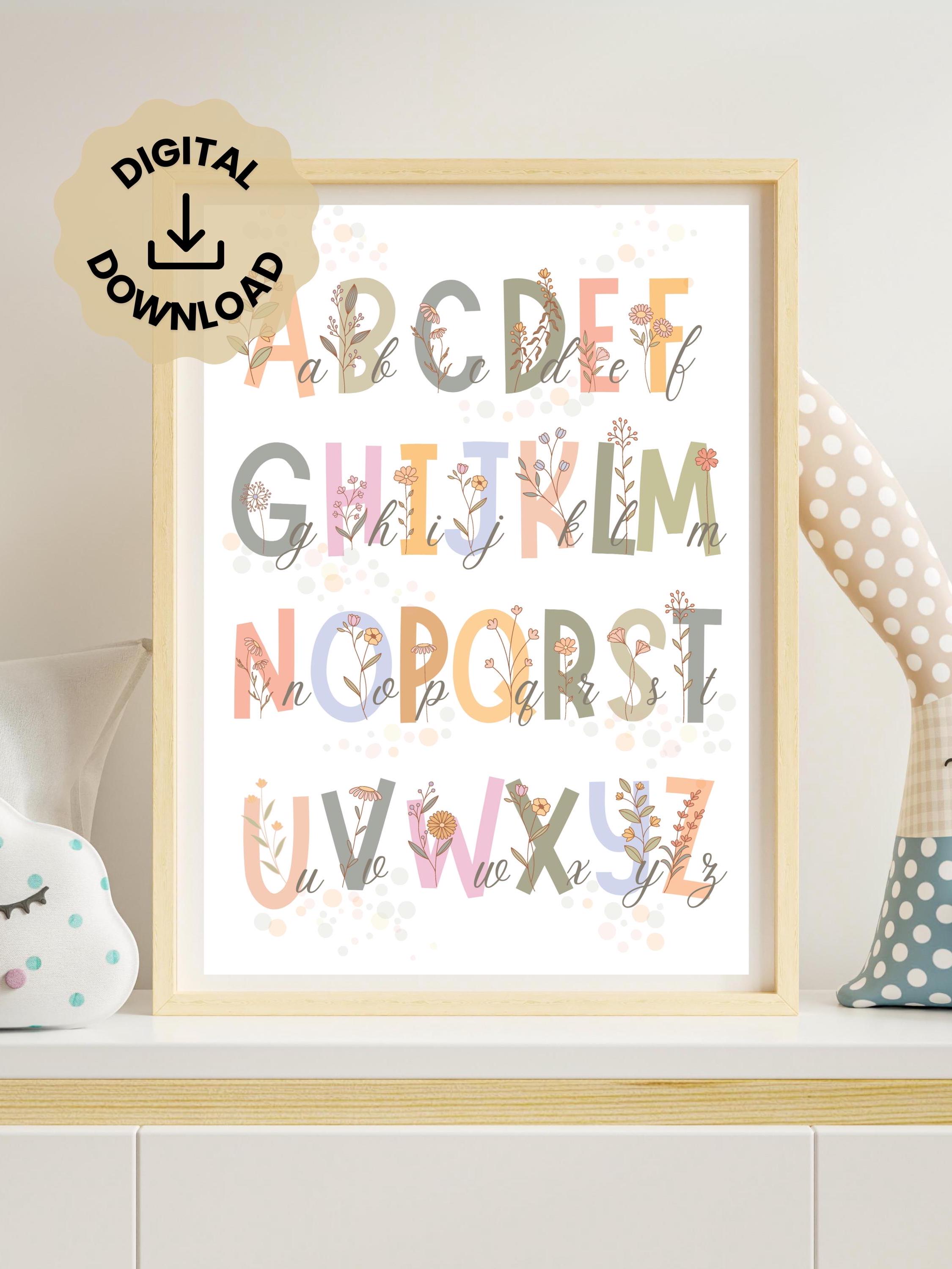 Educational ABC and Numbers Posters. Flower Theme Nursery Wall Art ...