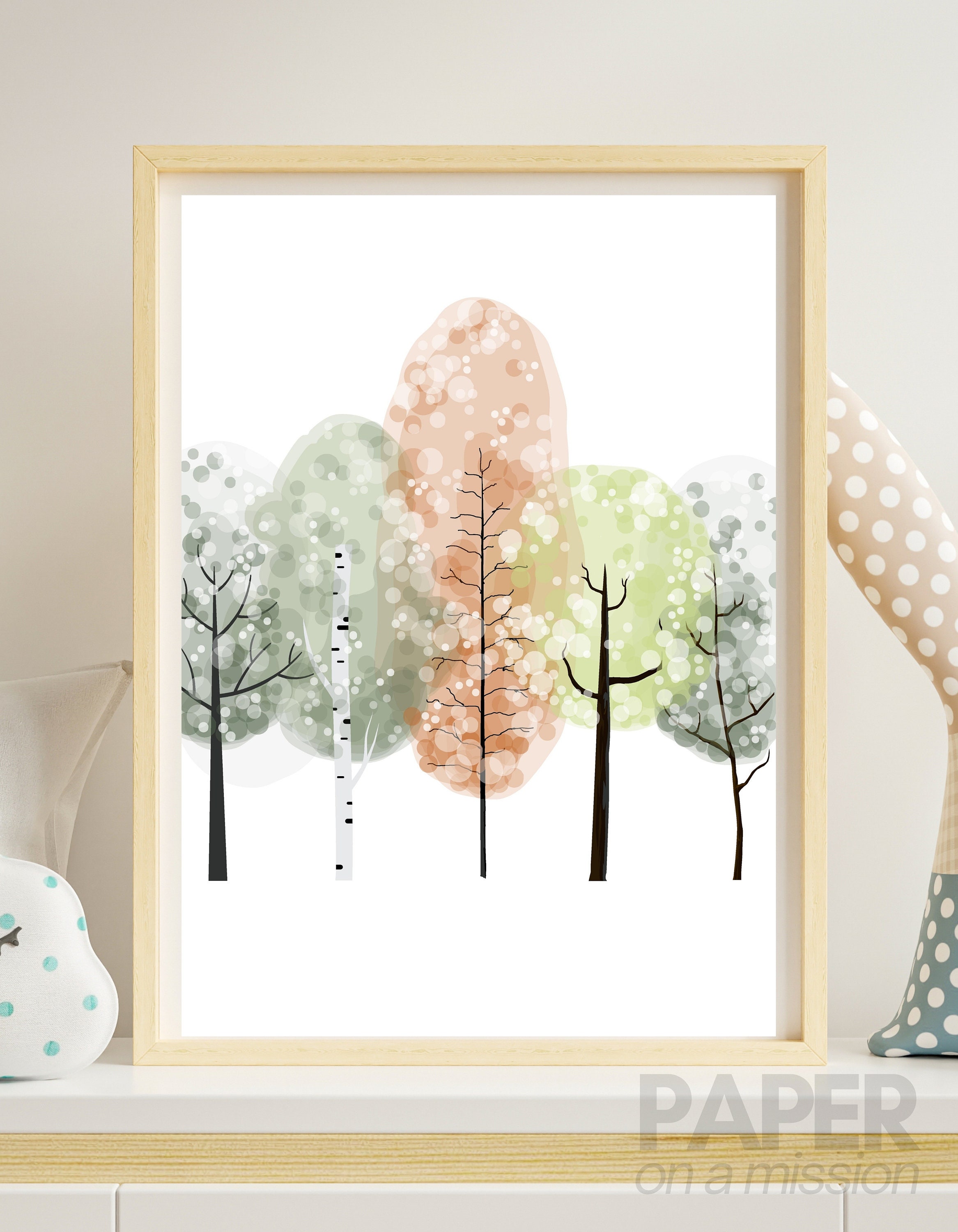 Wall Art Trees Theme Posters Set With Affirmations for Kids' Room ...