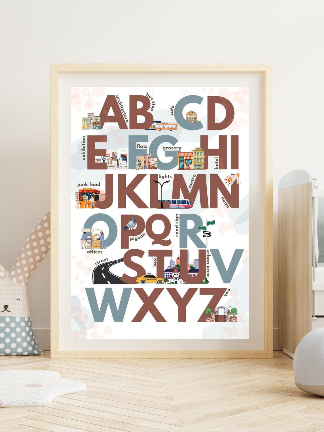 Educational Alphabet and Numbers Poster. Kids' Playroom Wall Art ...