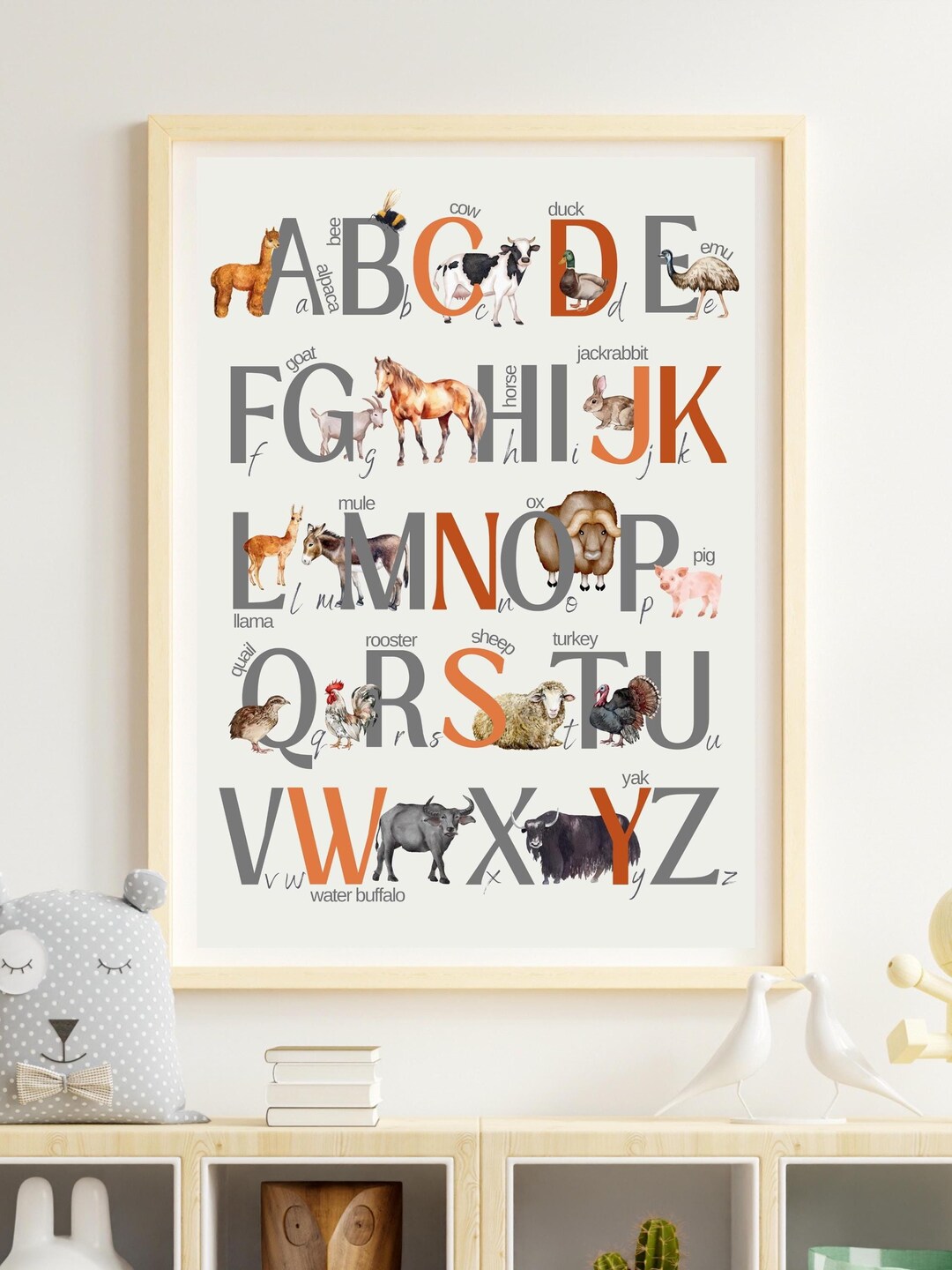 Farm Animals Alphabet & Numbers Nursery Print: I Spy Game (digital ...