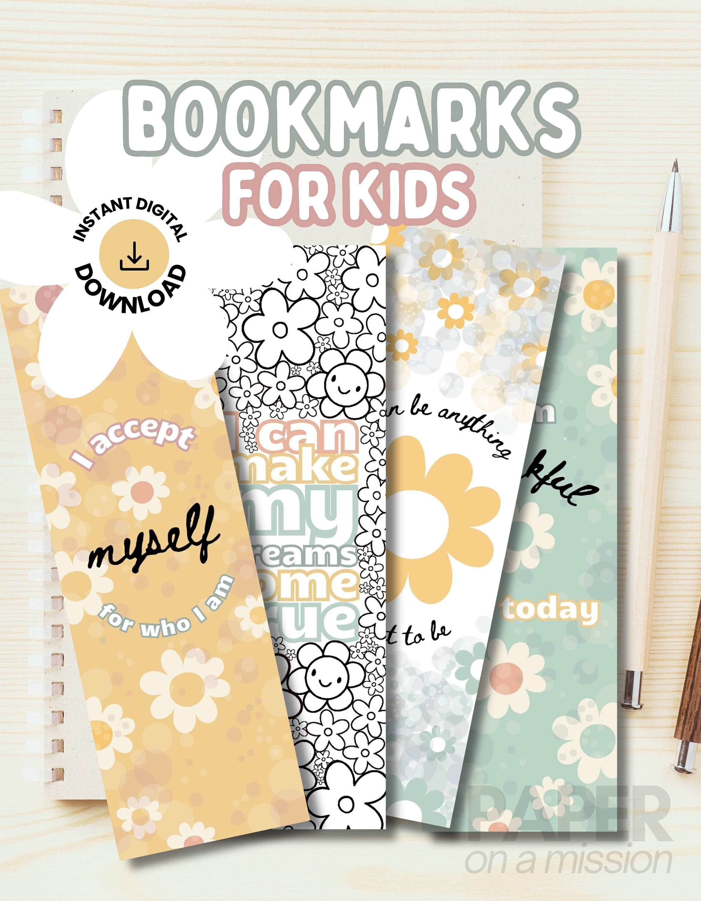 Bookmarks Positive Affirmations for Kids. Flowers Bookmarks for ...