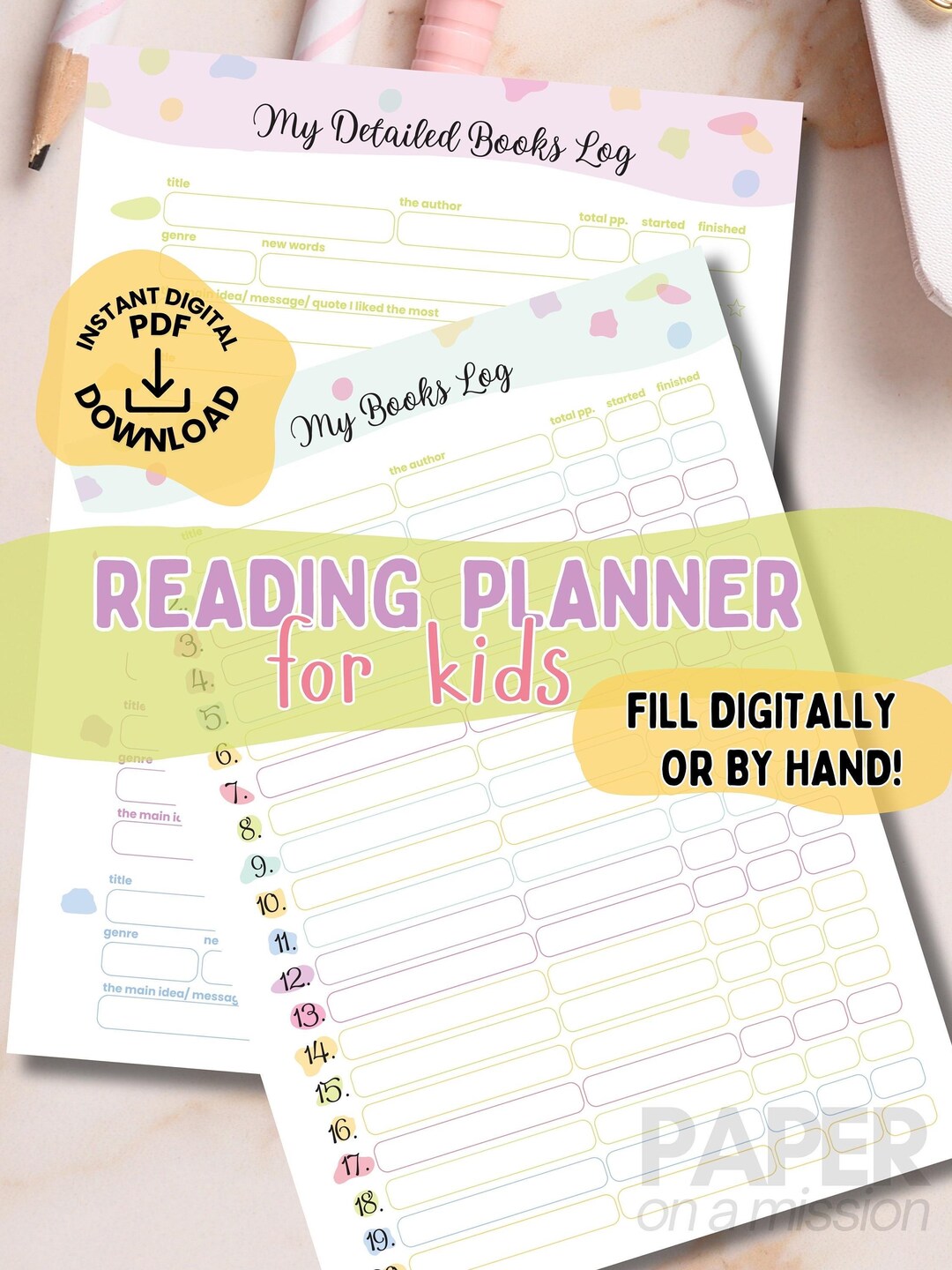 Reading Log Printable for Kids. Book Reading Journal. Reading Tracker ...