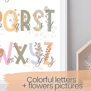 Educational ABC and Numbers Posters. Flower Theme Nursery Wall Art ...