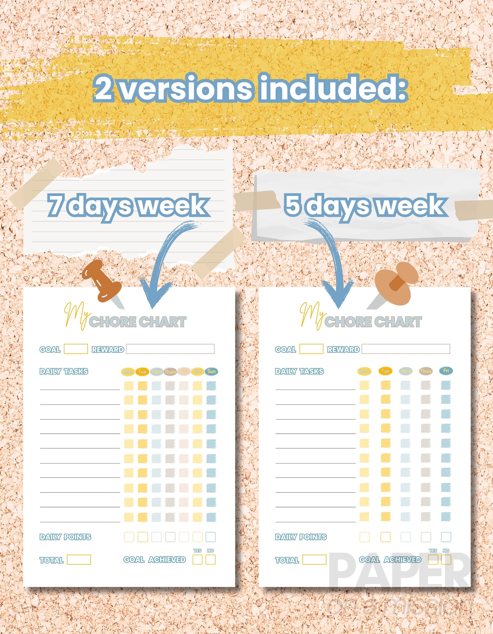 Chore Chart for Kids. Children's Editable Printable PDF Reward Chart ...
