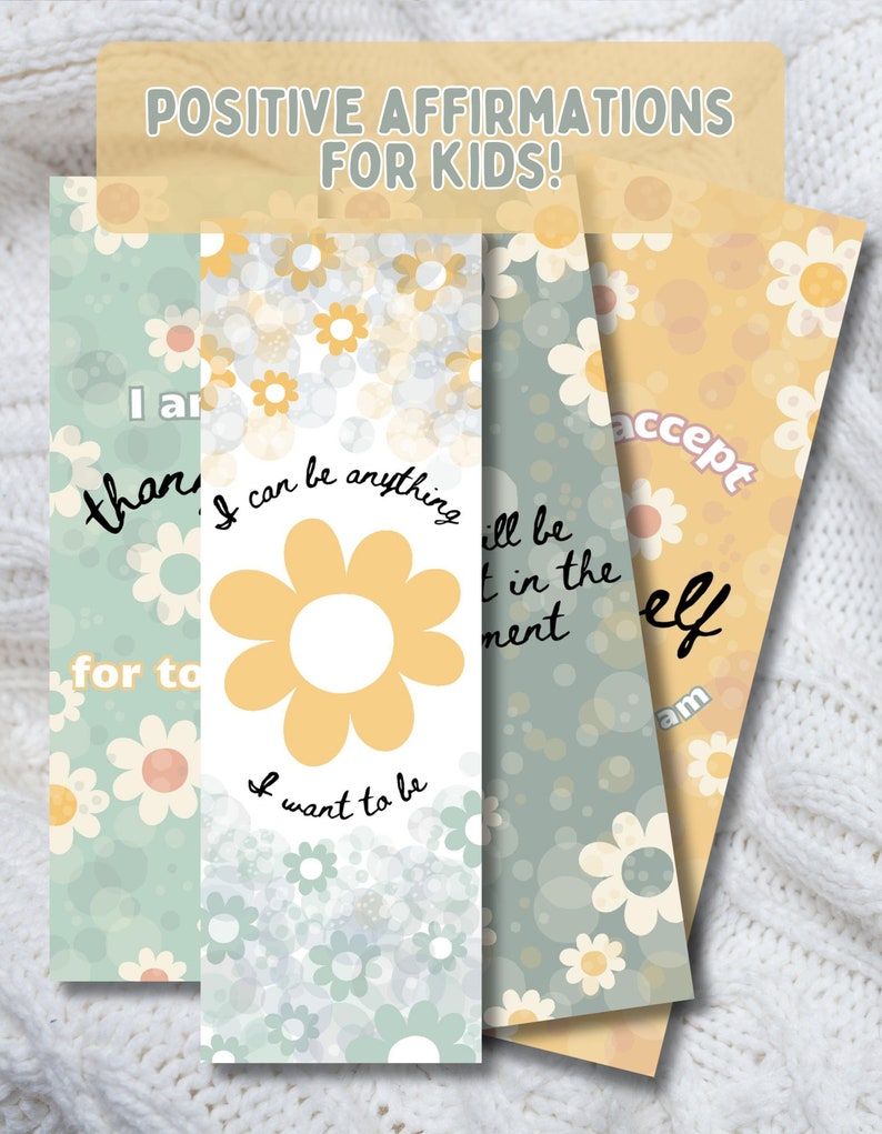 Bookmarks Positive Affirmations for Kids. Flowers Bookmarks for ...