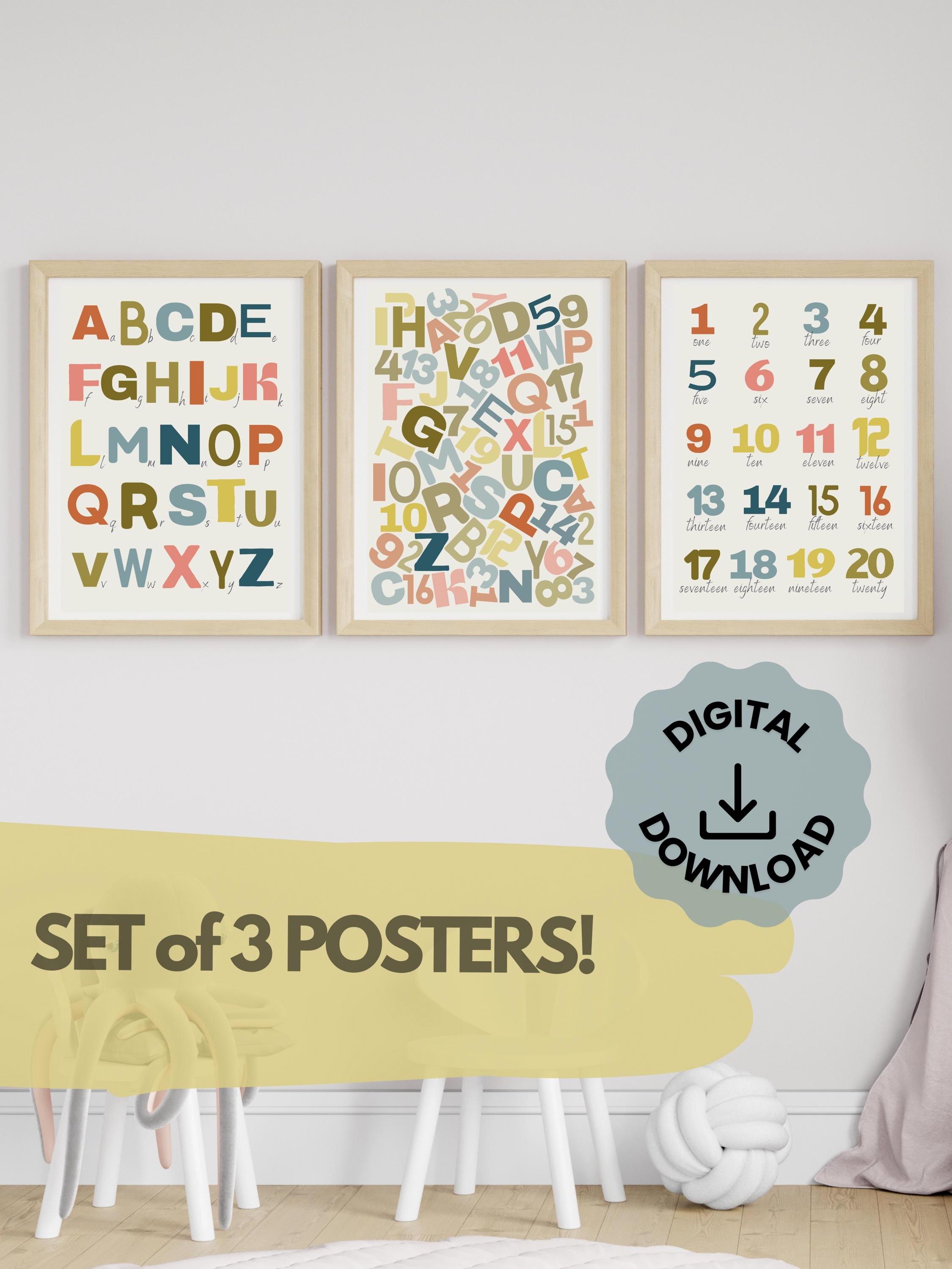Educational ABC and Numbers Posters. Colorful Alphabet Print for ...