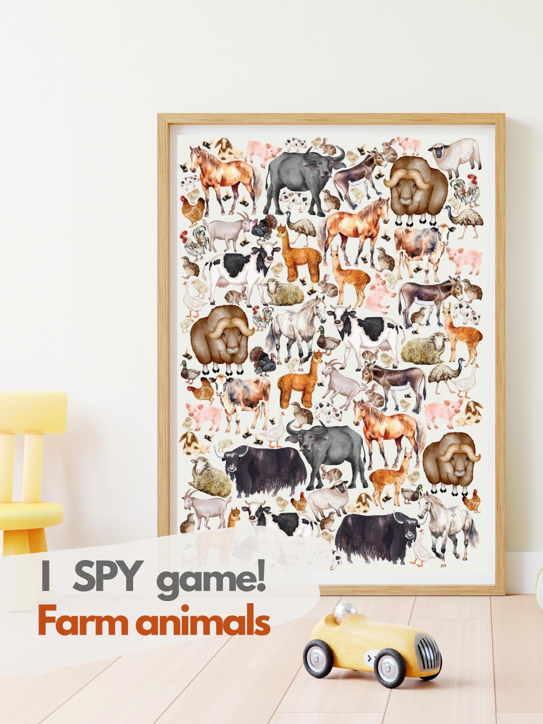 Farm Animals I Spy Poster: ABC Number Print, Nursery Wall Art (digital ...