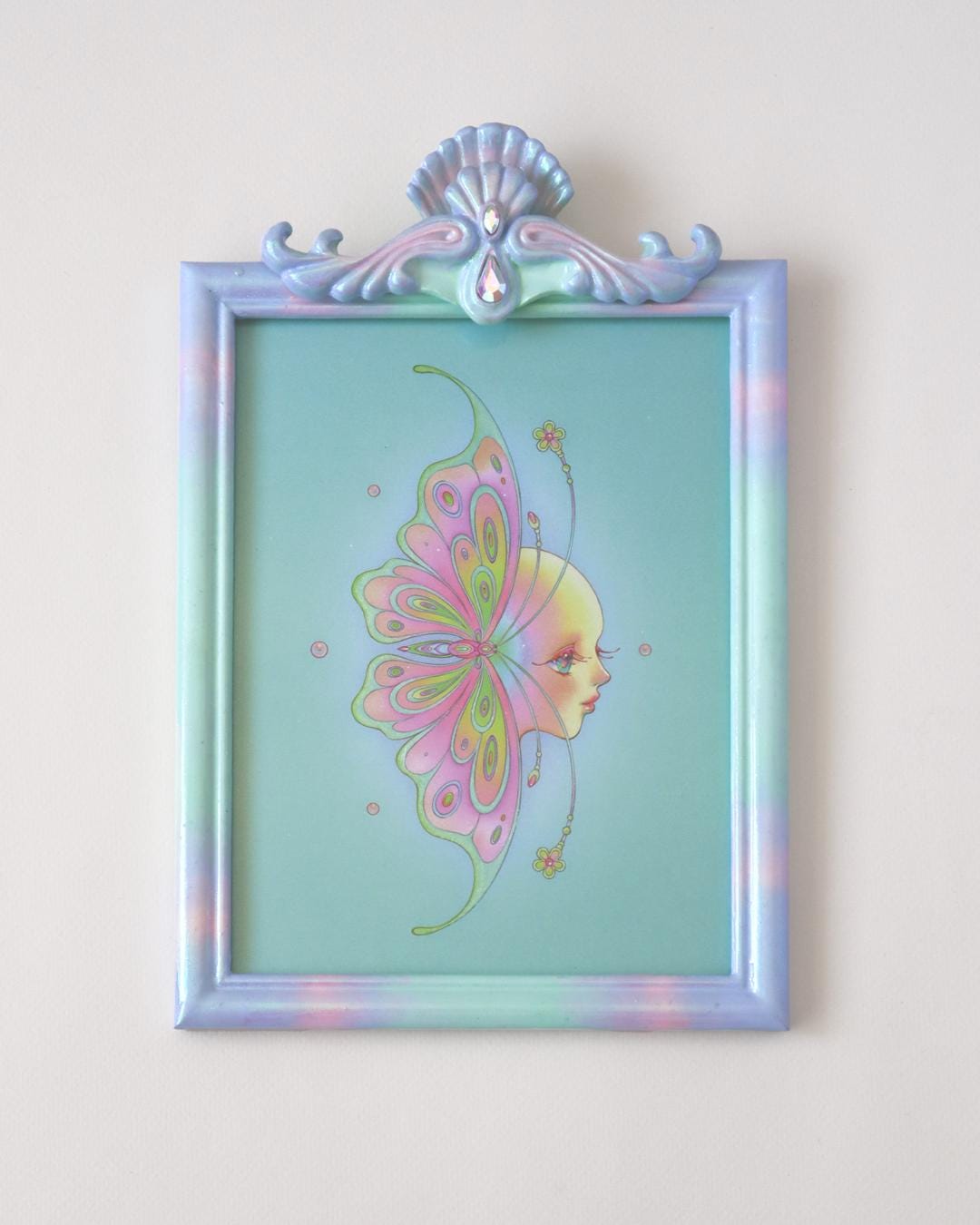 Hand-embellished Pearlescent Print in a Custom Handmade Frame, 1/1 ...