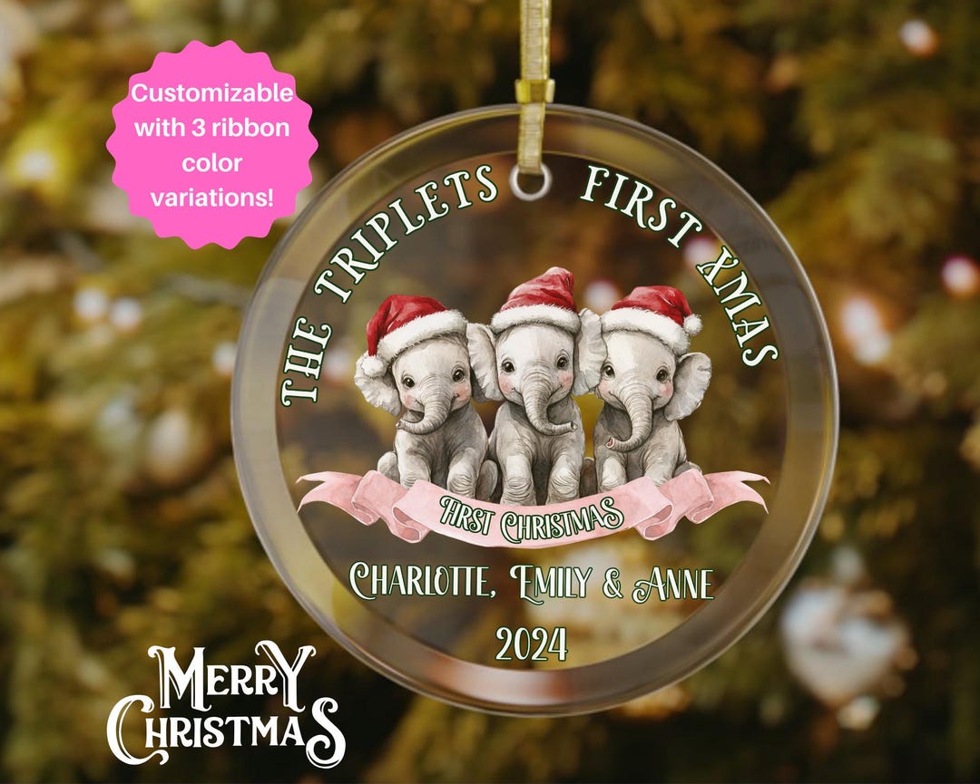 Baby Triplets First Christmas Ornament Custom Name Triplet Girls ...