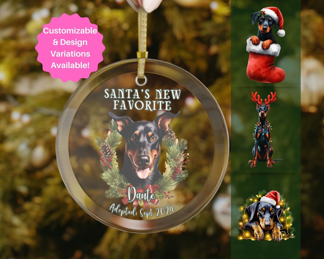 Custom Doberman Pinscher Christmas Ornament, Dog Christmas Ornament, Pet Name Ornaments, Dog ...