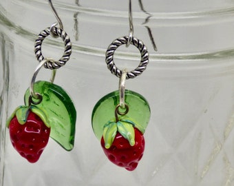 Raspberry Lampwork Earrings - Etsy