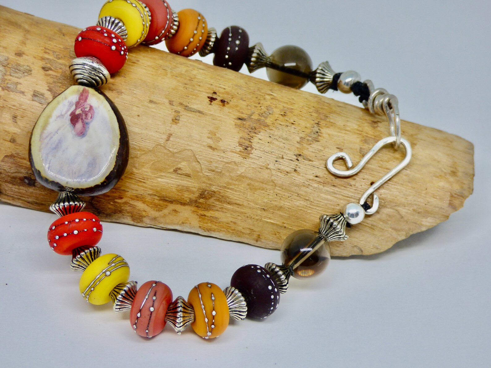Farmhouse Chicken Bracelet, Handmade Art Jewelry, Warm Vibrant Colors ...