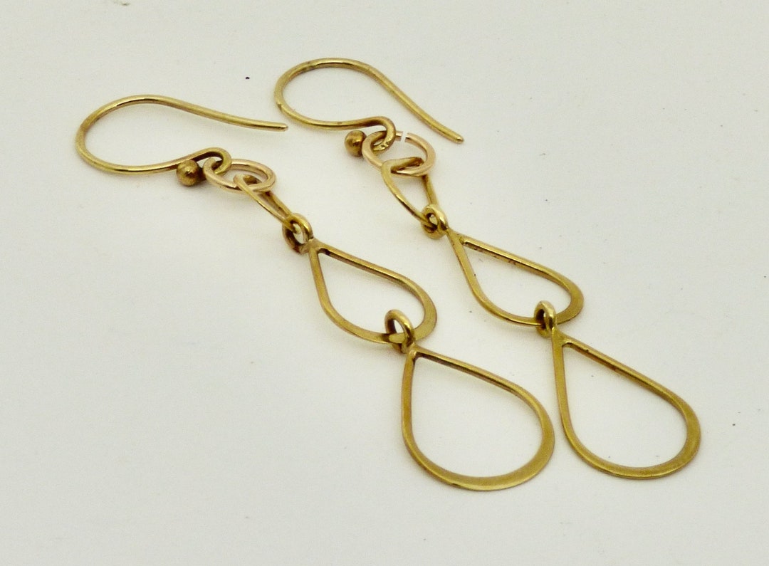 Modern Teardrop Shape Fashion Gold Earrings, Long Geometric Bronze ...