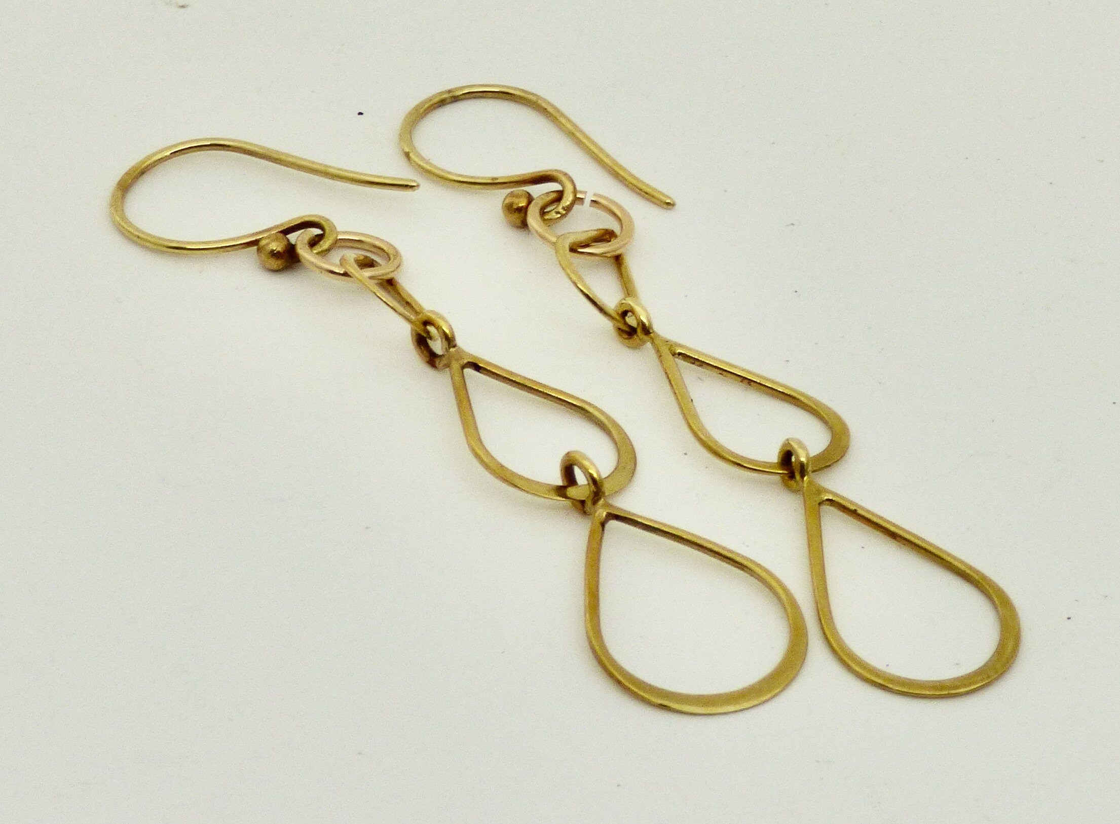 Modern Teardrop Shape Fashion Gold Earrings, Long Geometric Bronze ...