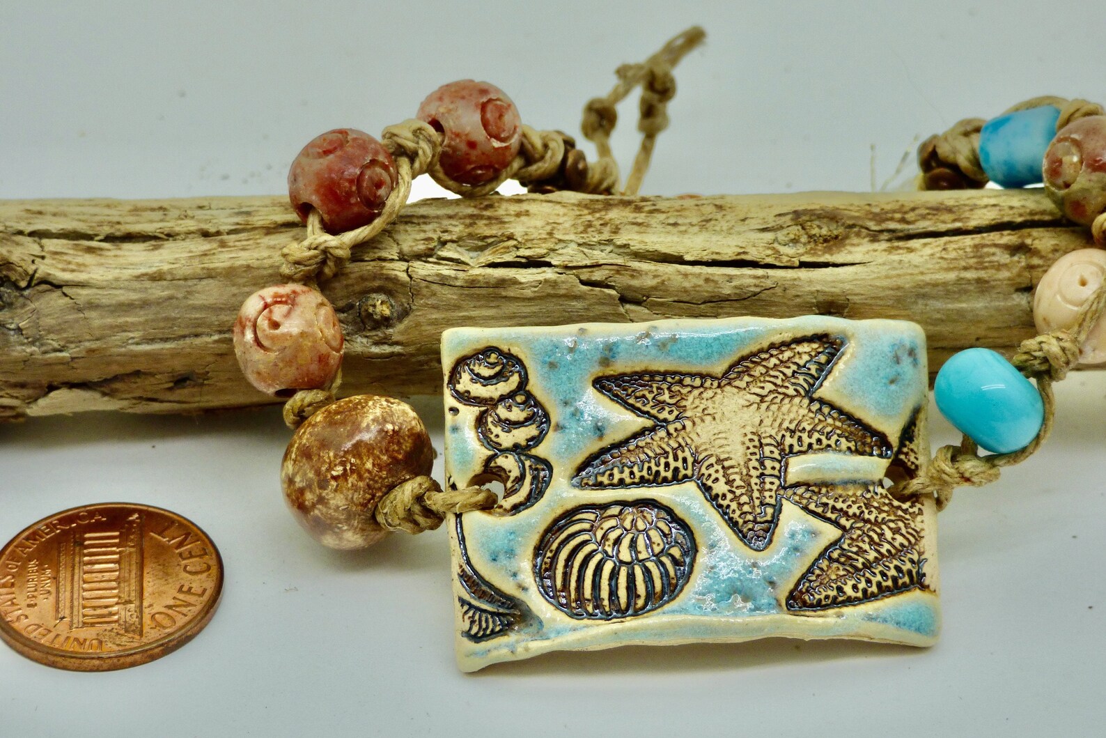 Sea Shell Beach Bracelet Boho Blue Ceramic Cuff Casual Ocean - Etsy