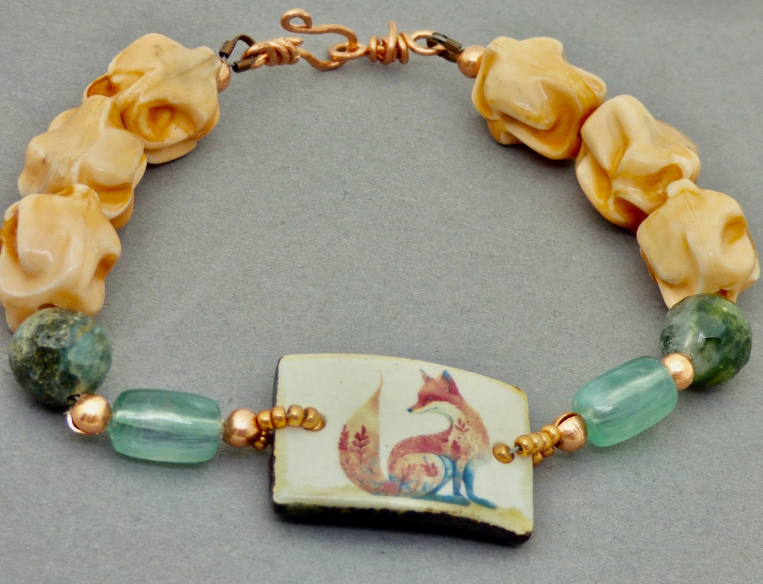 Fox Bracelet, Nature Inspired Handmade Beaded Animal Art Jewelry ...