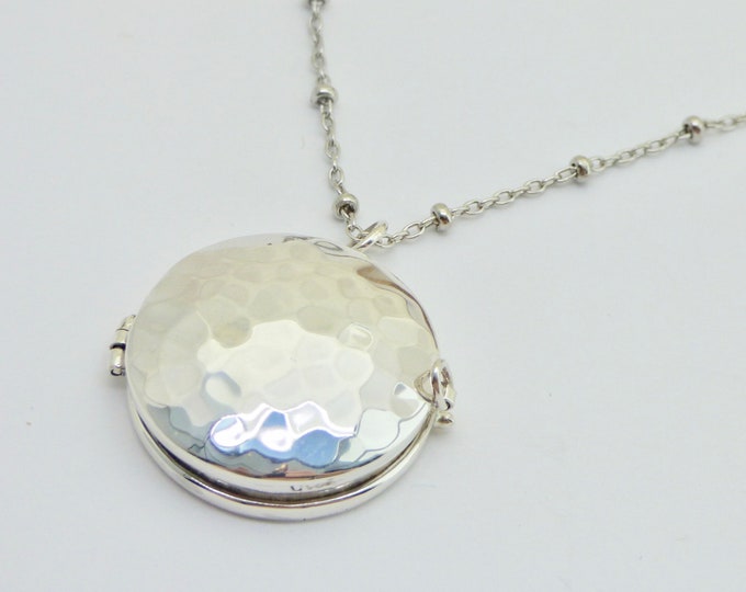 Round Sterling Locket With Hammer Finish on Unique Chain. Graduation ...