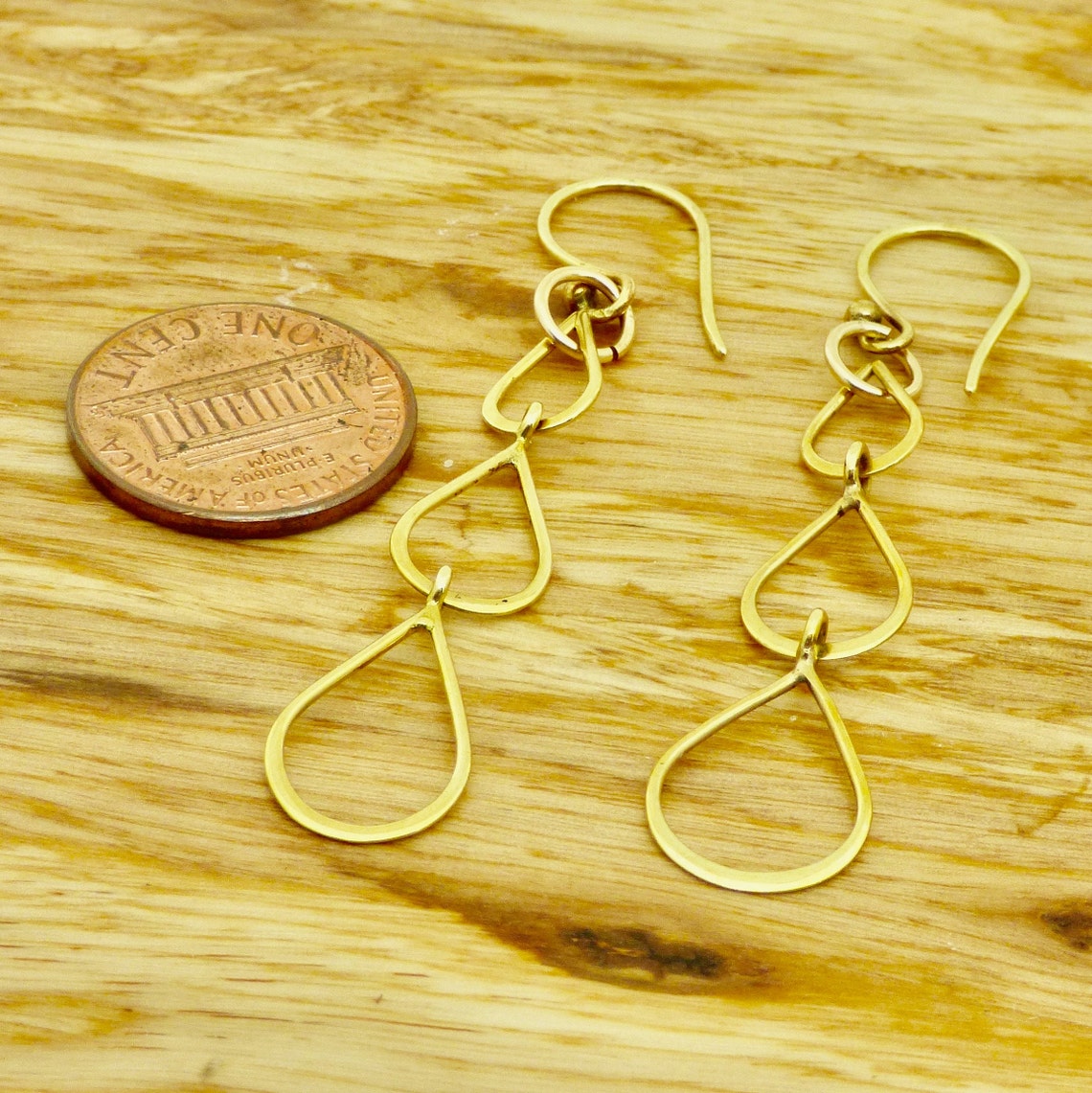 Modern Teardrop Shape Fashion Gold Earrings, Long Geometric Bronze ...