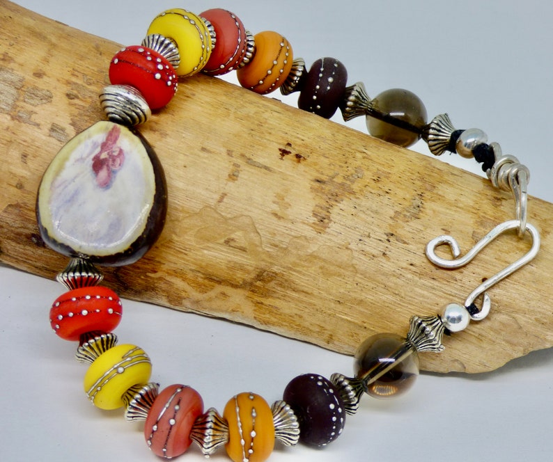 Farmhouse Chicken Bracelet, Handmade Art Jewelry, Warm Vibrant Colors ...