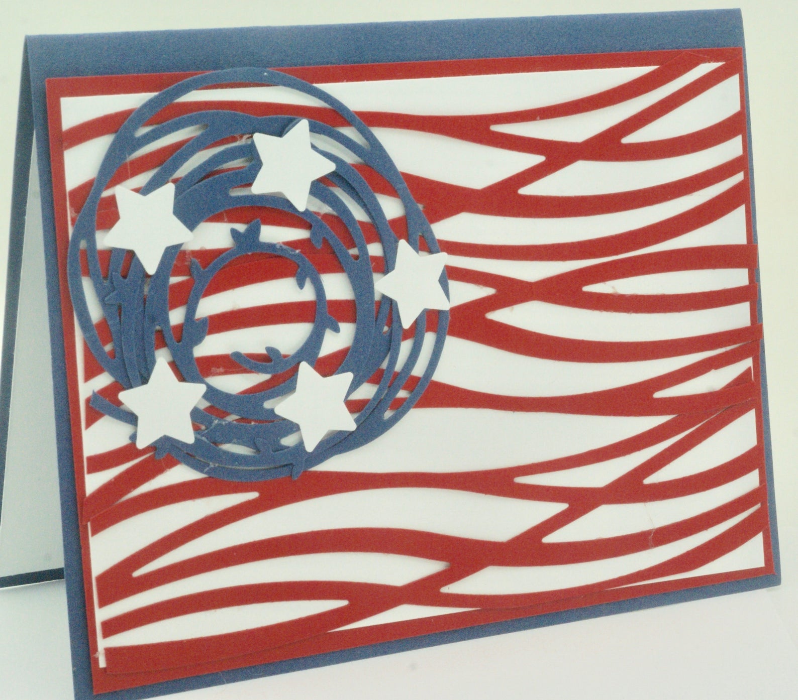 American Flag Card, Abstract Patriotic Note Card, Red White Blue ...