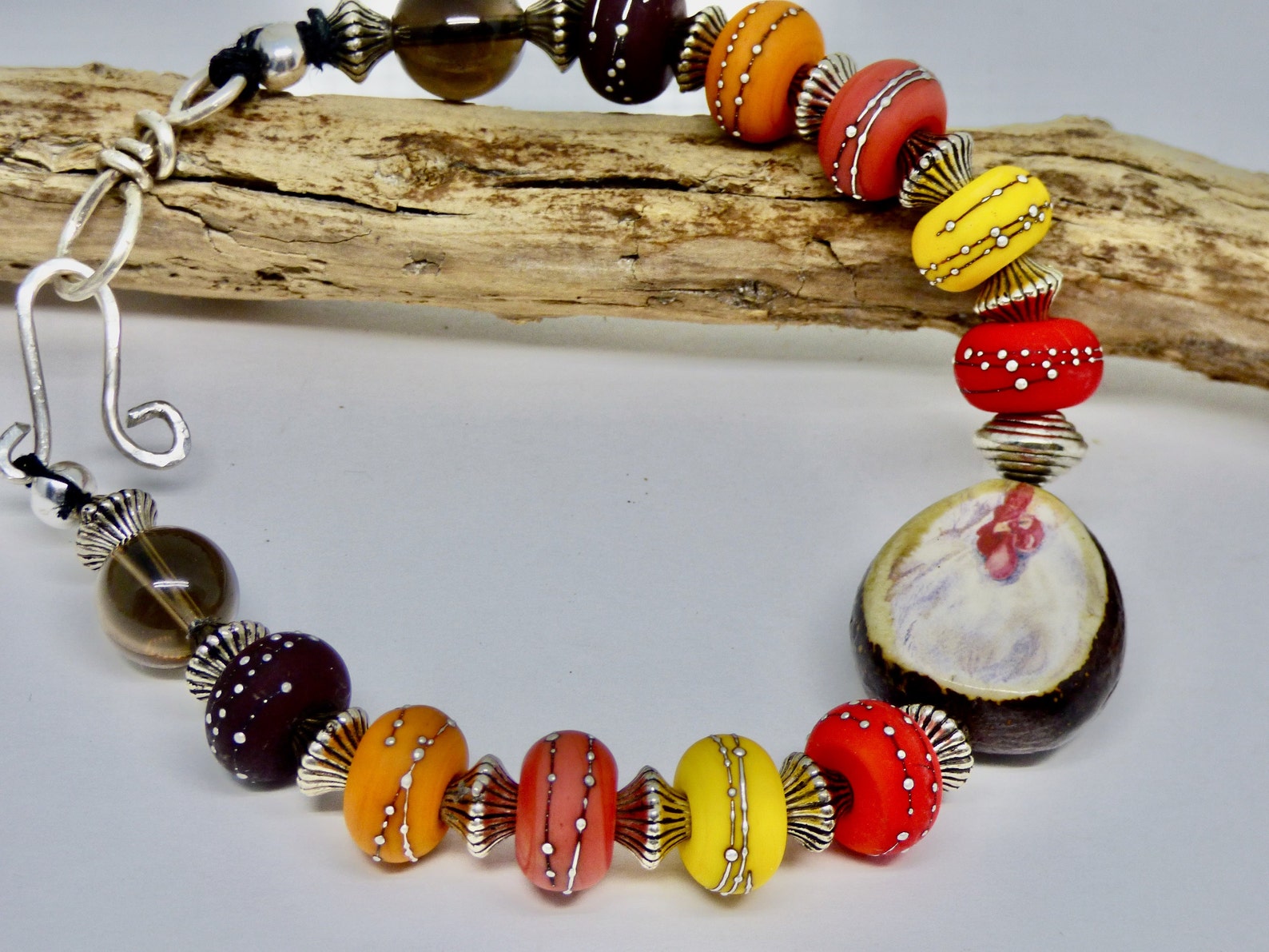 Farmhouse Chicken Bracelet, Handmade Art Jewelry, Warm Vibrant Colors ...