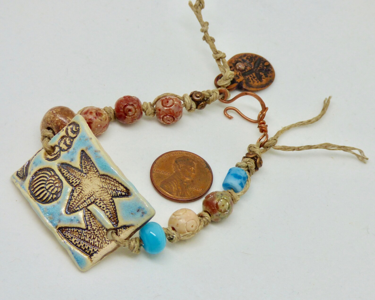 Sea Shell Beach Bracelet Boho Blue Ceramic Cuff Casual Ocean - Etsy