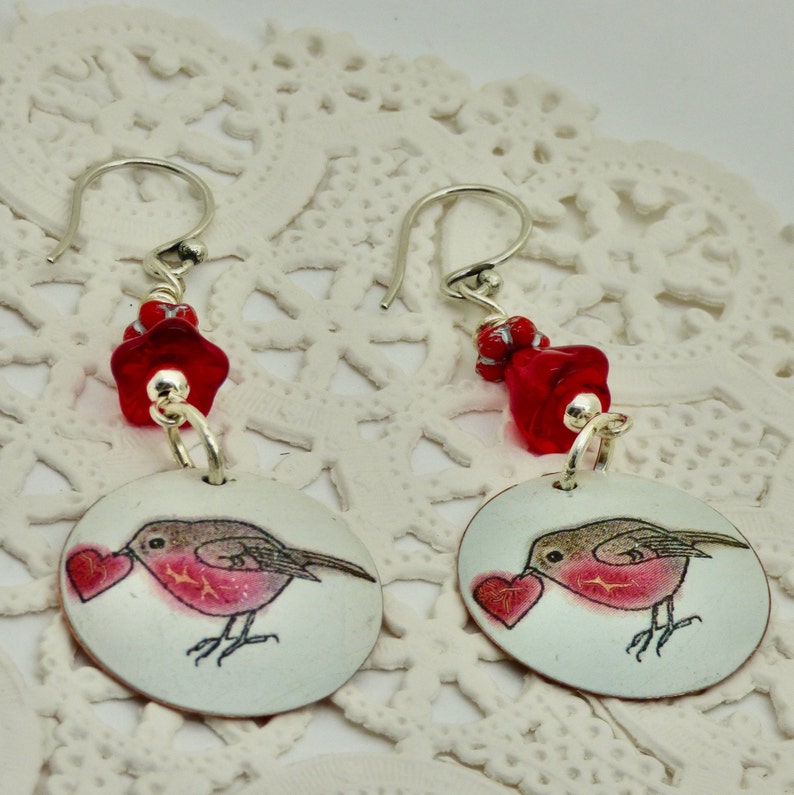 Red Robin Earrings, Handmade Bird Art Jewelry, Gift for Birders, Nature ...