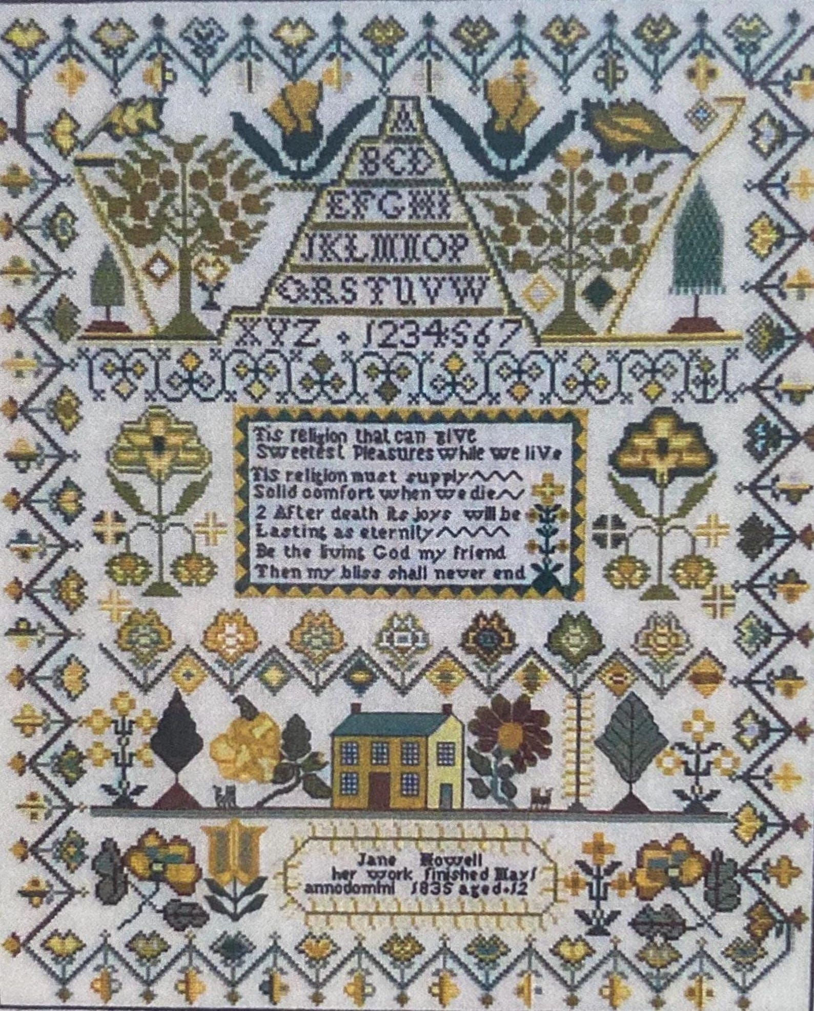 Jane Howell 1835 English Sampler Cross Stitch Chart (pattern Only) - Etsy