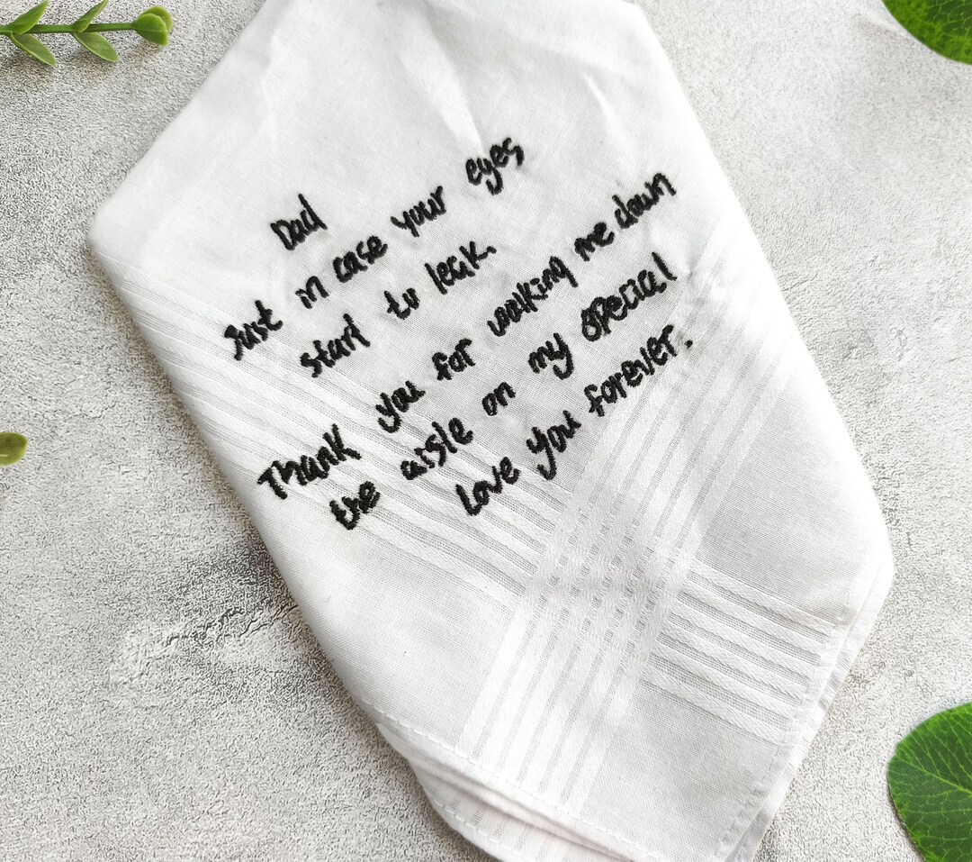 Personalized Handwritten Handkerchief- Embroidered Handkerchief ...