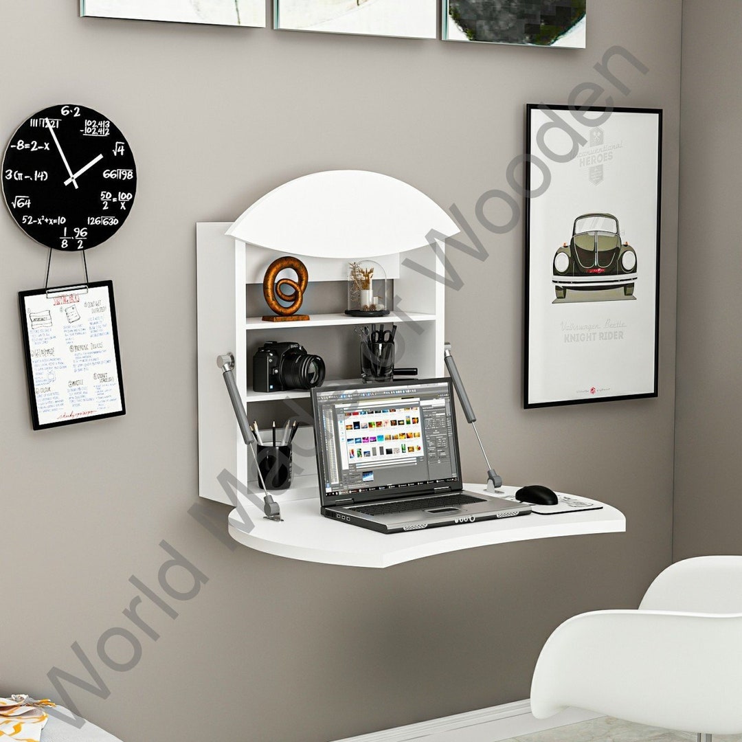 Circle Wall Mounted Foldable Study Desk Portable Wooden Study Table - Etsy