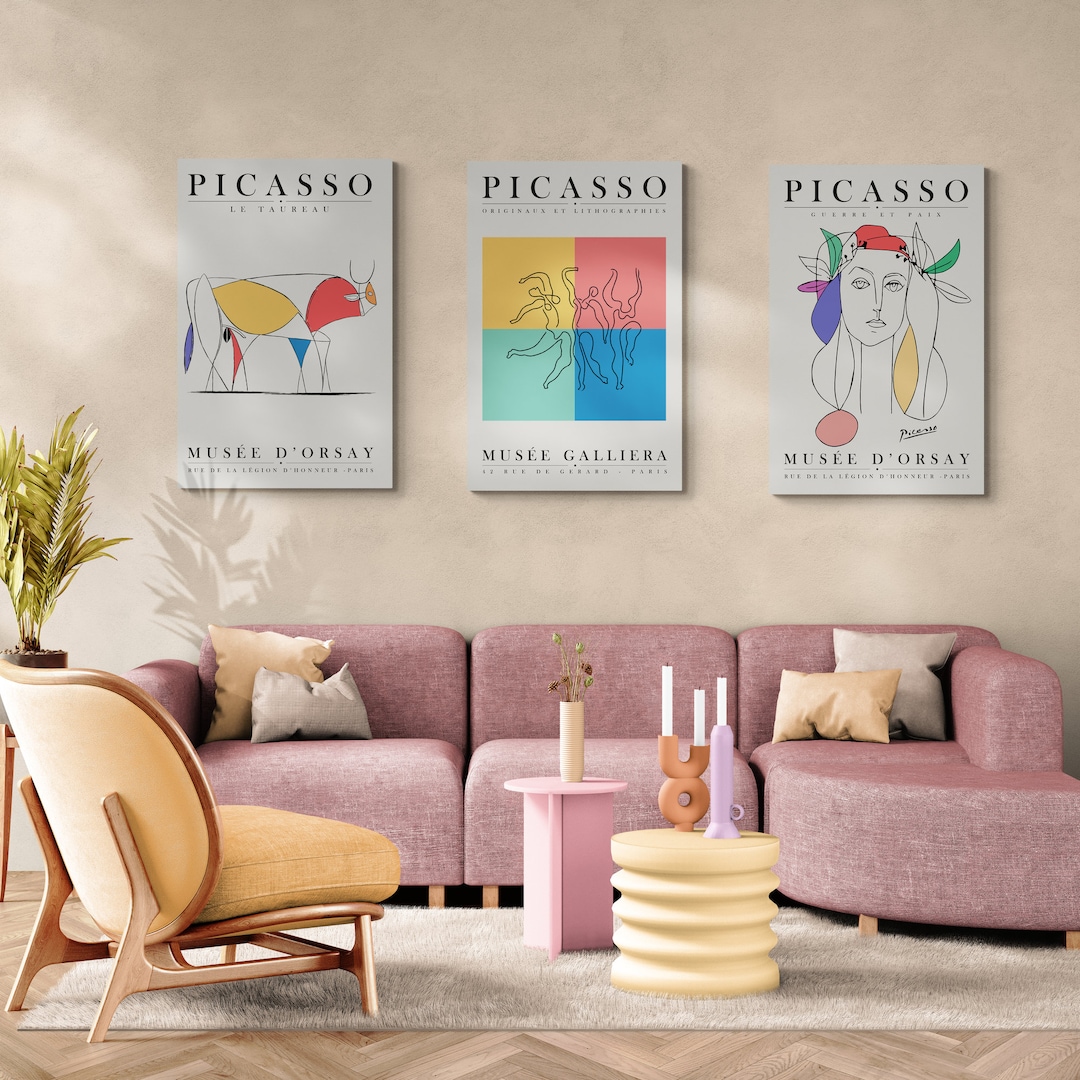 Picasso 3 Set of Poster, Picasso Painting, Picasso Drawing, Rolled ...