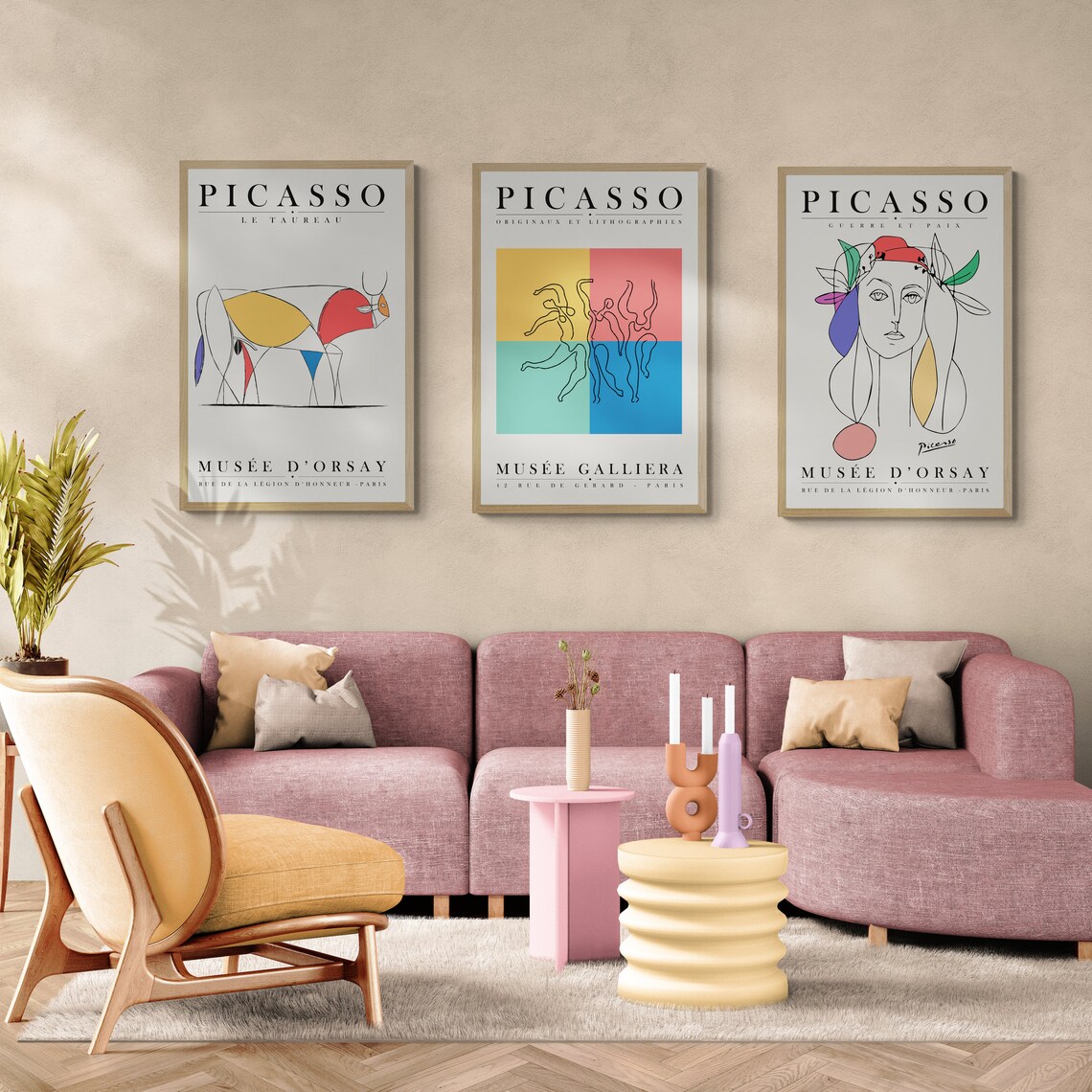 Picasso 3 Set of Poster, Picasso Painting, Picasso Drawing, Rolled ...