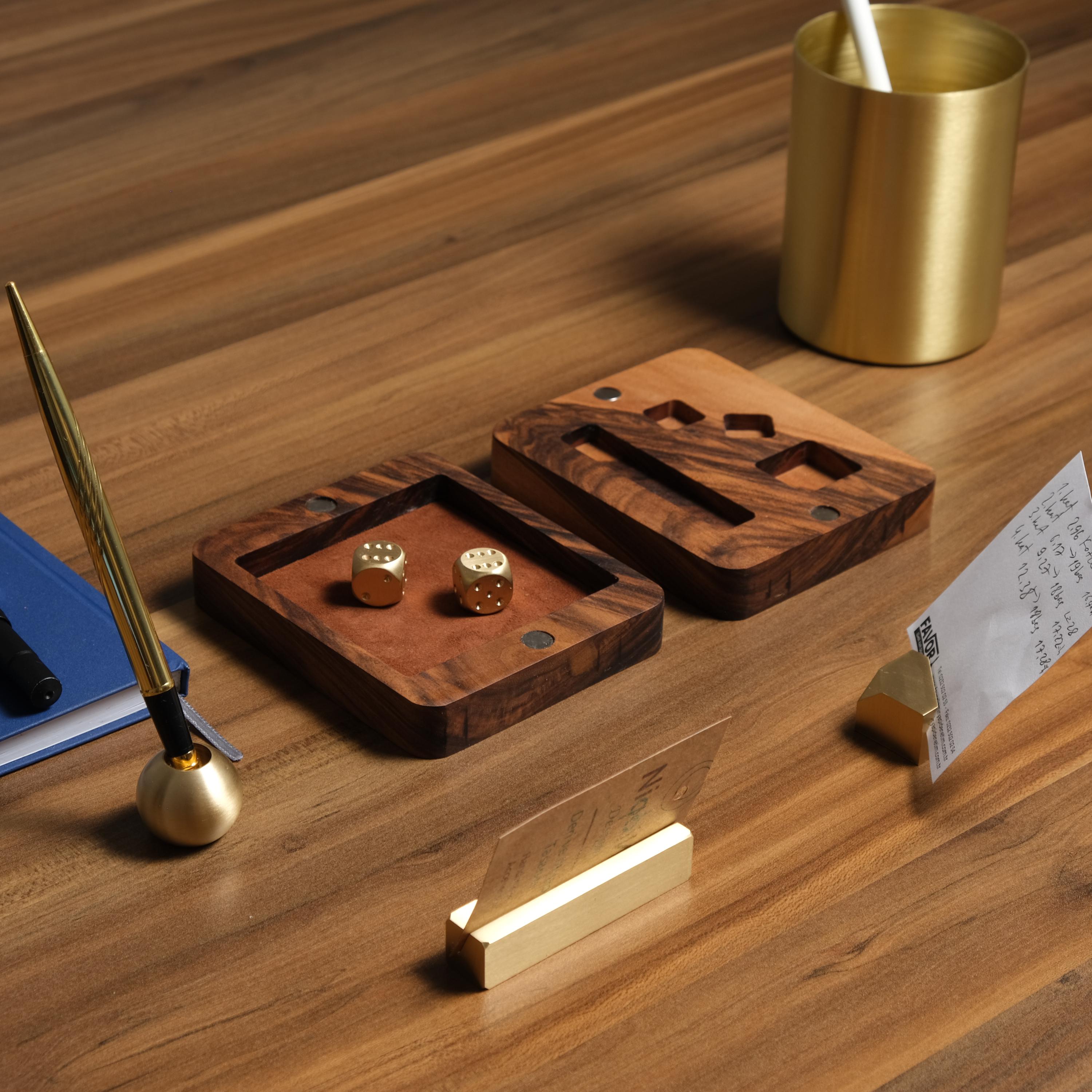 Brass Desk Gift Set: Personalized Walnut & Leather Executive Office ...