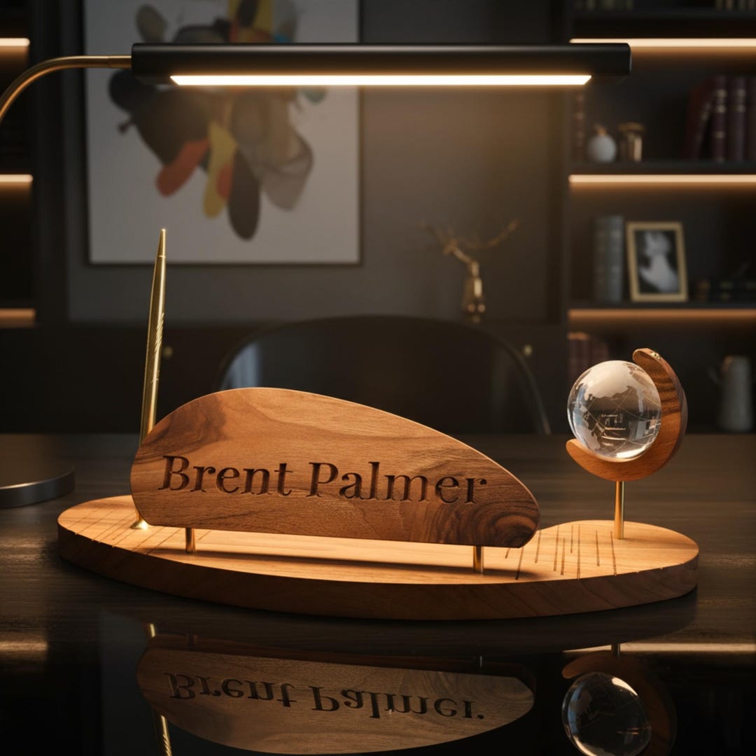 Luxury Walnut Desk Name Plate – Custom Engraved Name Sign – Executive ...
