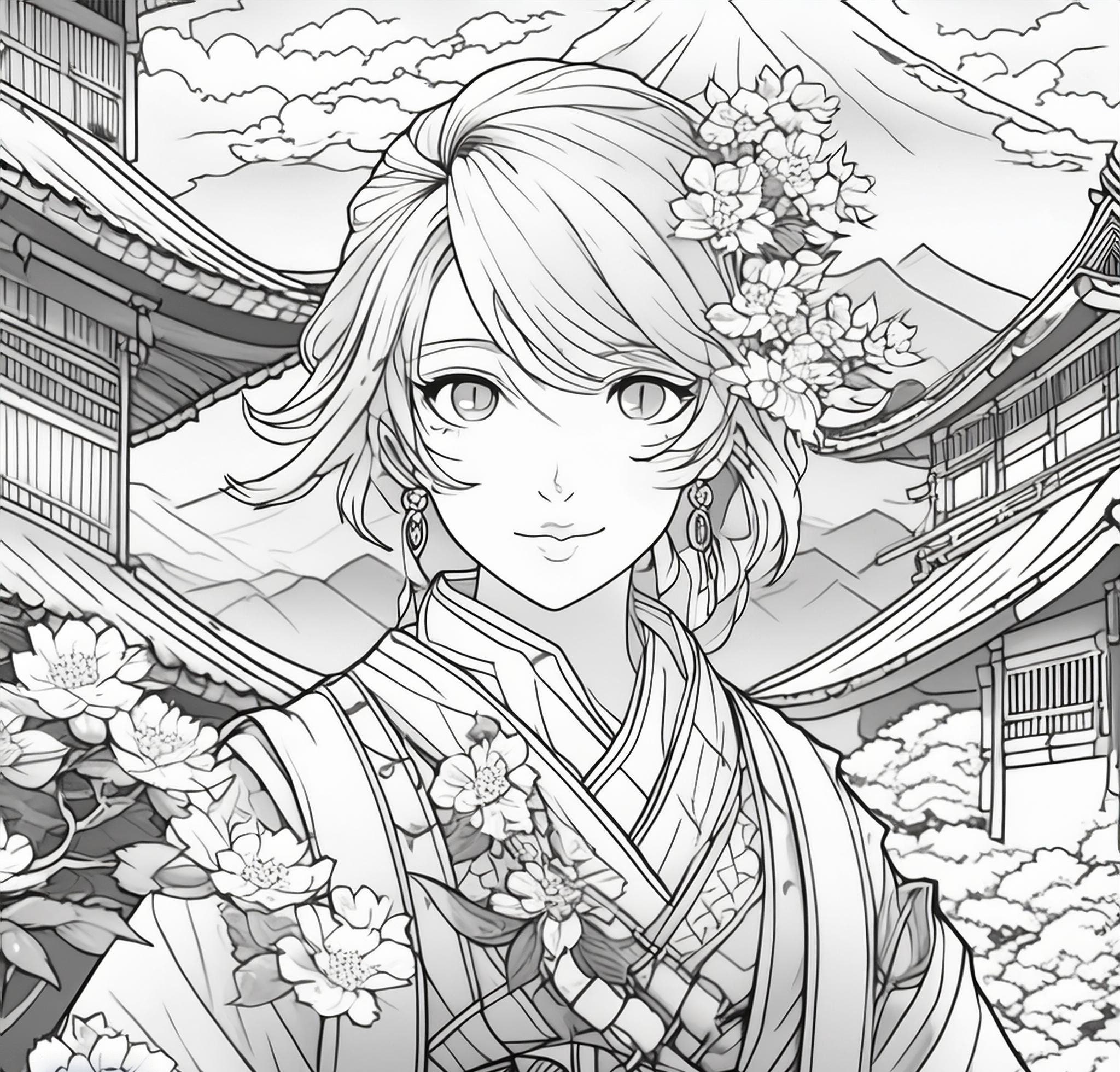 Anime/manga Colouring Pages - PDF Download - Etsy