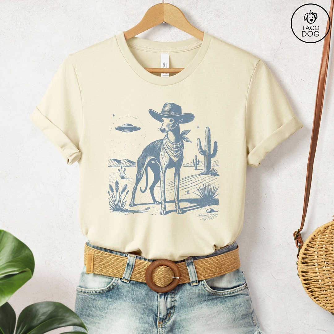 Greyhound Shirt, Whippet Vintage Shirt UFO Western Shirt, Retro T-shirt ...