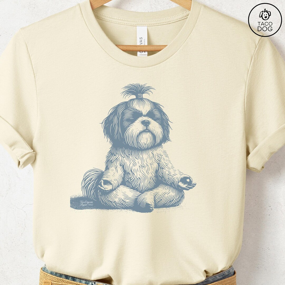 Shih Tzu Yoga Shirt: Vintage Dog Meditation Lotus T-shirt Taco Dog - Etsy