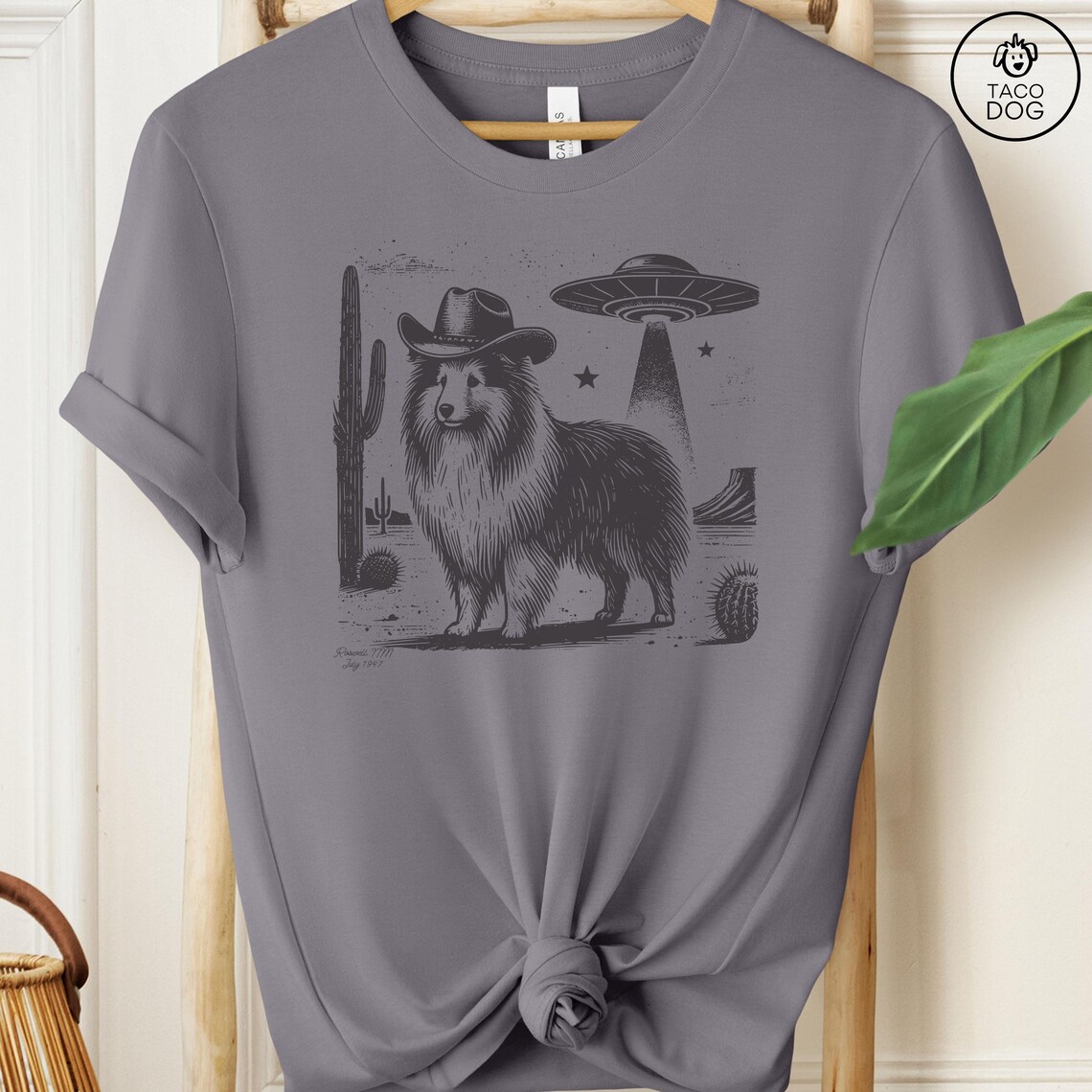 Shetland Sheepdog, Sheltie Shirt, Vintage Dog Shirt, Sheltie Cowboy UFO ...
