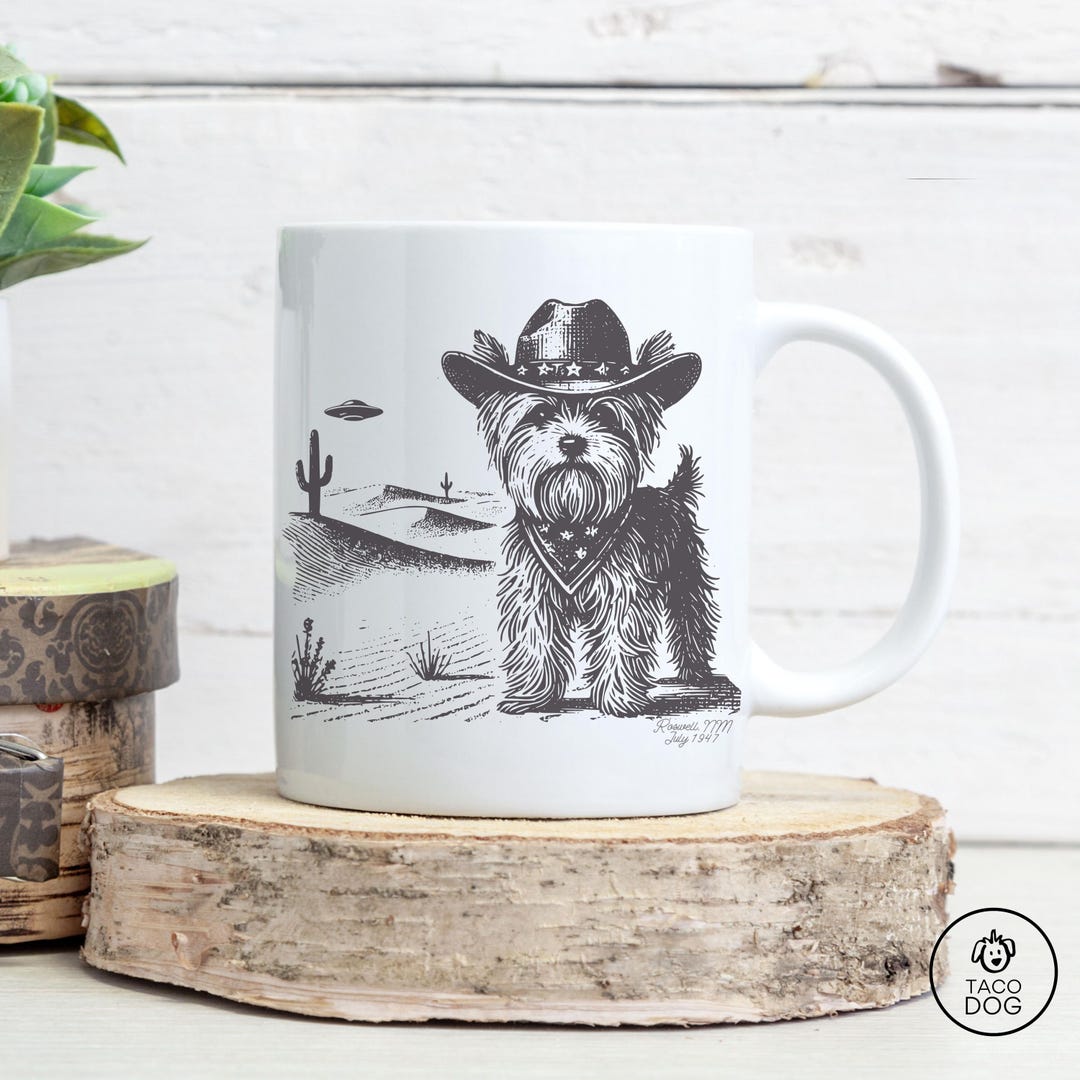 Yorkshire Terrier, Yorkie Mug, Yorkie Gift, UFO Cowboy Mug, Yorkie ...