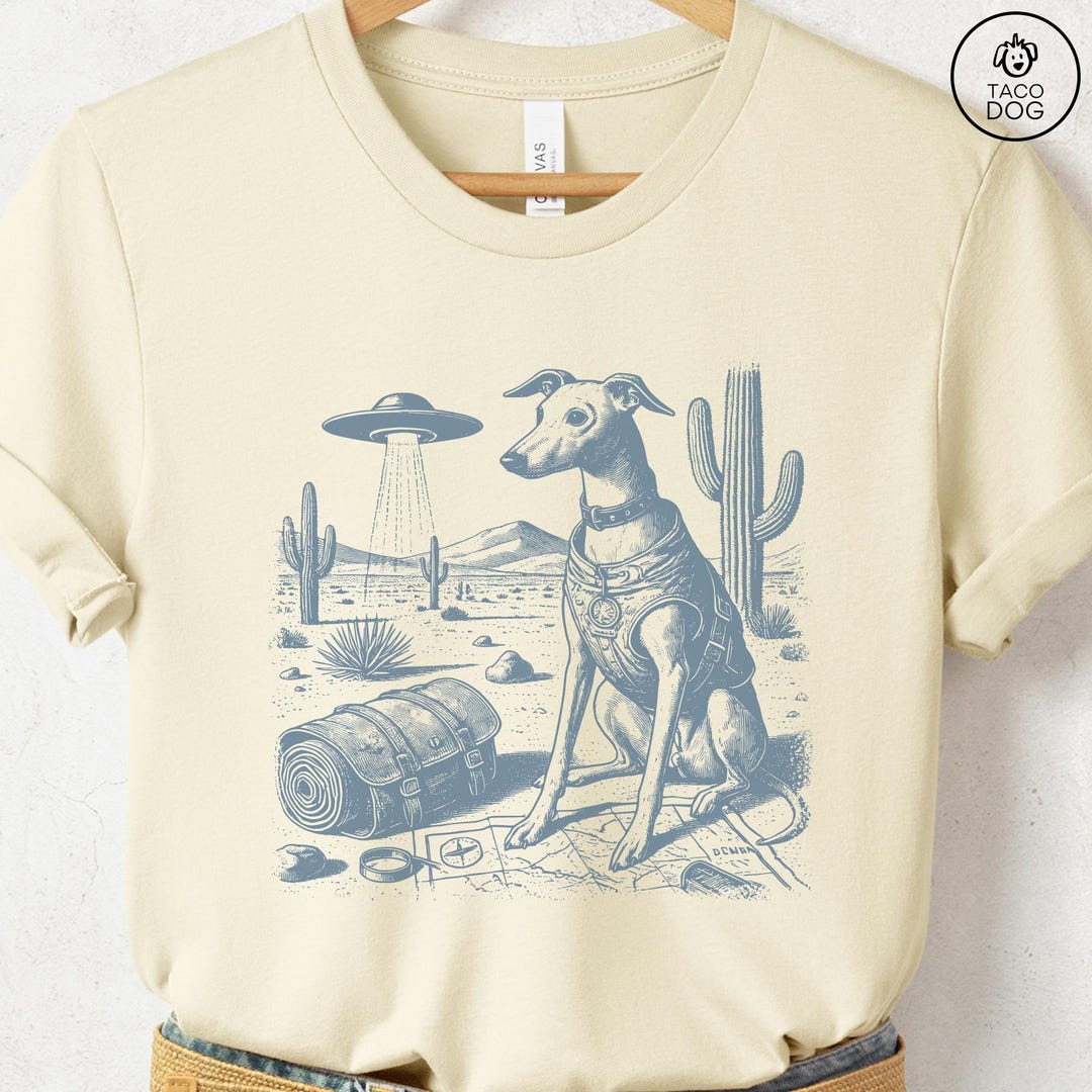 Italian Greyhound Whippet Shirt Vintage UFO Desert Explorer Alien Dog ...