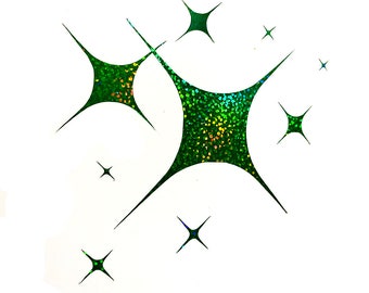 Holographic Stars Vinyl Stickers 12x12 Cm Color Green - Etsy