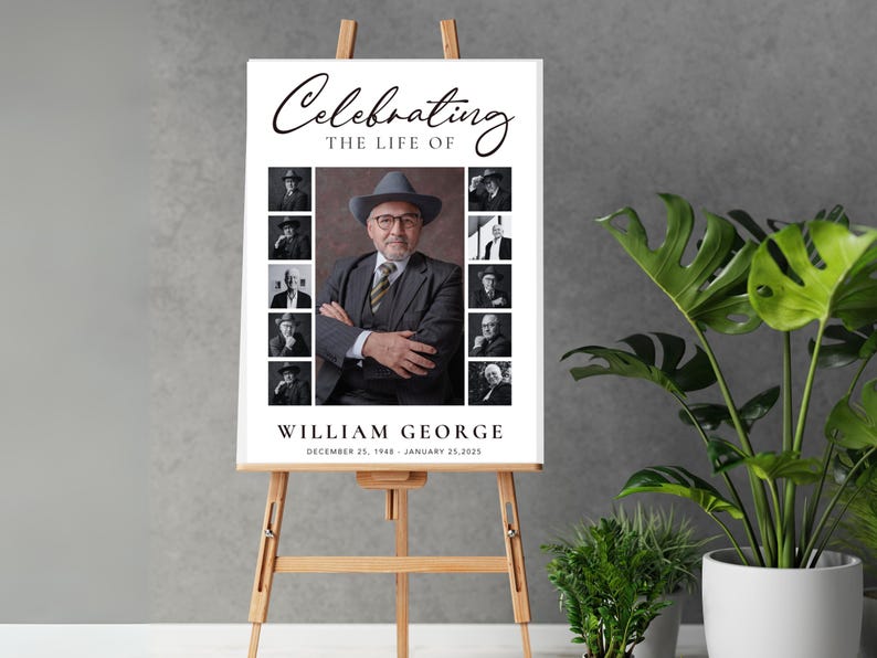 Memorial Funeral Photo Collage Sign Funeral Welcome Sign Collage ...